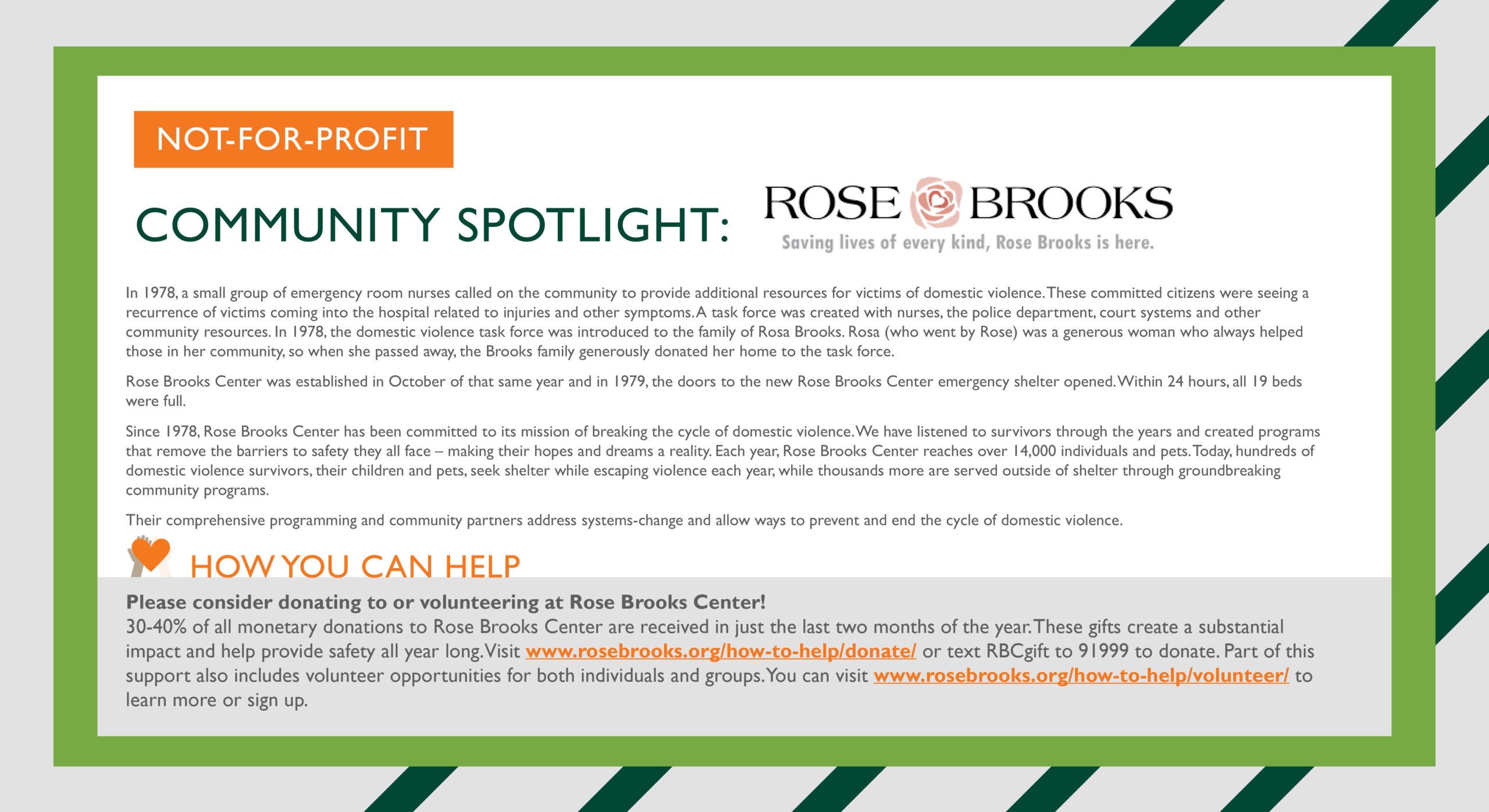 COMMUNITY SPOTLIGHT: ROSE BROOKS CENTER, INC | October 2022 - Validity ...